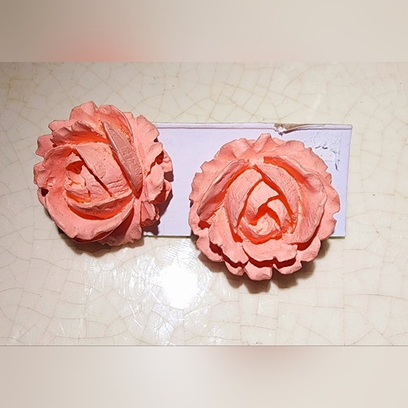 Jewelry | Large Pink Peony Flower Clip On Earrings Floral Core ...